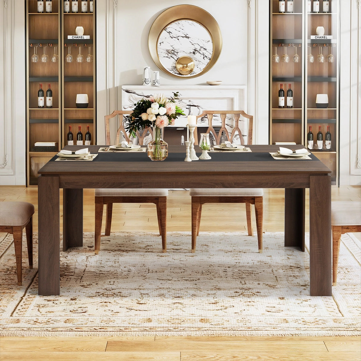 Walnut Wood Dining Table- 2 Sizes- Model Musk – SalesAway