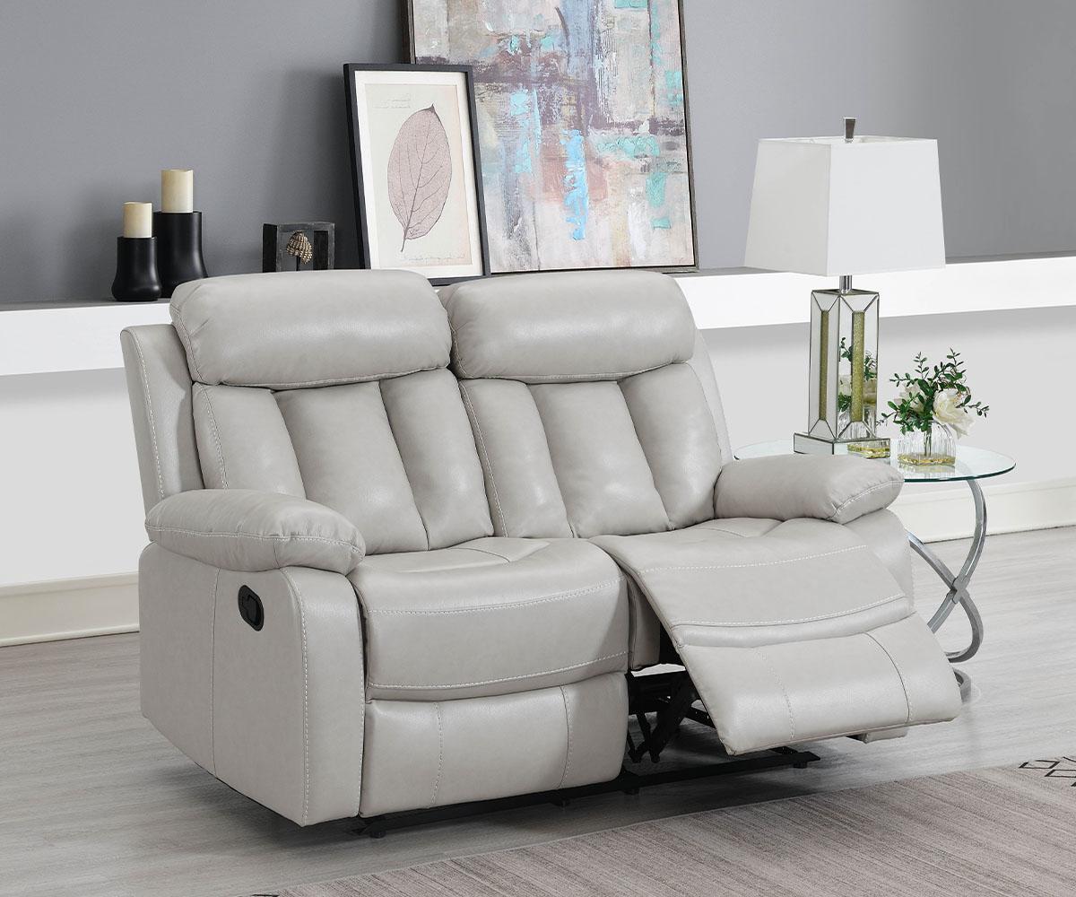 Beige Leather Recliner Sofa Set With Cup Holders- Model Merrion – SalesAway