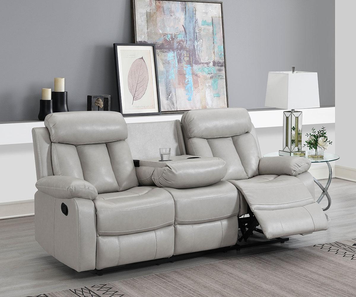 Beige Leather Recliner Sofa Set With Cup Holders- Model Merrion – SalesAway