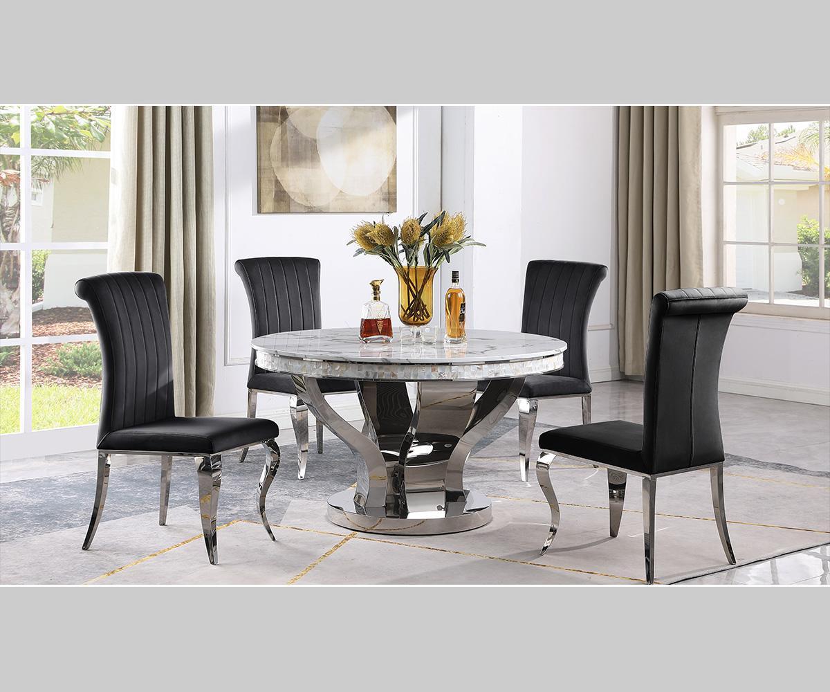 5 PC Stunning White & Black Marble Dining Table Set- Model Celeste ...