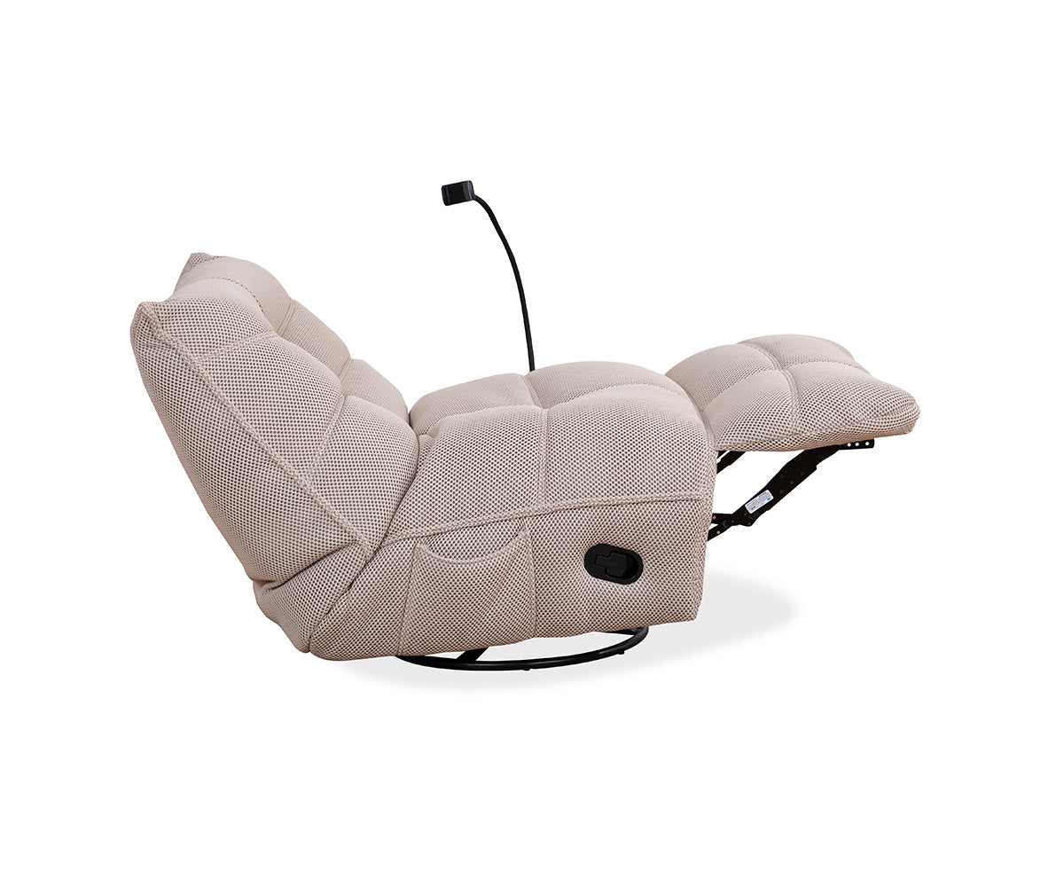 Beige Swivel Monaco Fabric Recliner Swivel Rocking Accent Chair - Mode ...