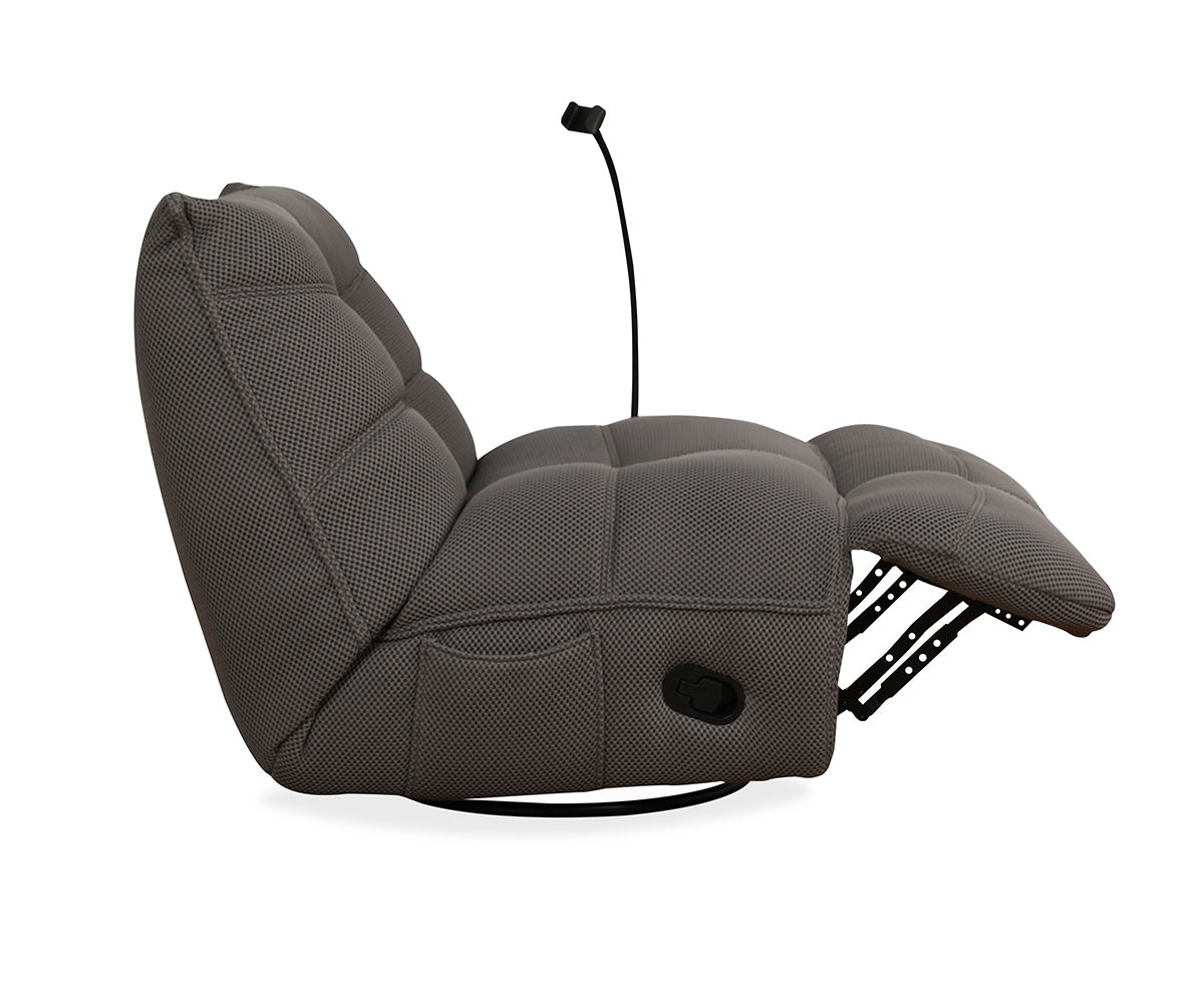 Grey Swivel Monaco Fabric Recliner Swivel Rocking Accent Chair - Model ...