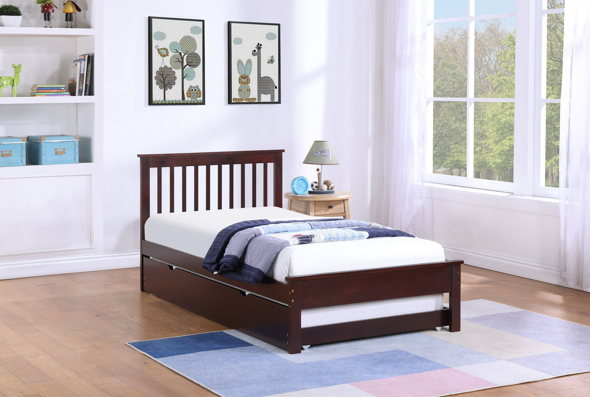 Espresso Solid Wood Single Trundle Bed- Model #415 – SalesAway