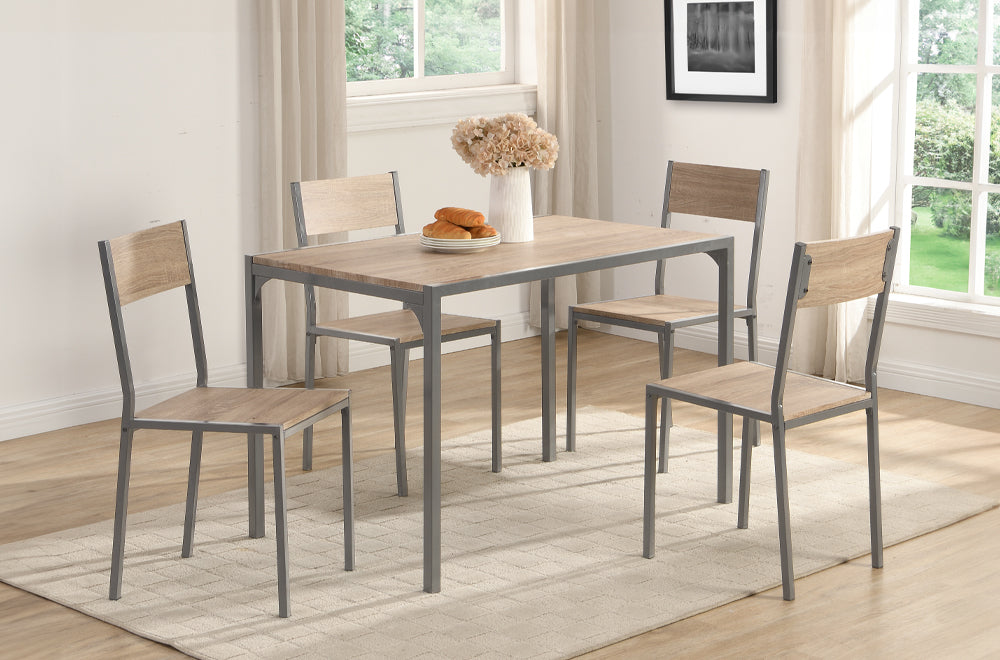 5 PC Oakwood & Grey Dining Table Set - Model #3755 – SalesAway