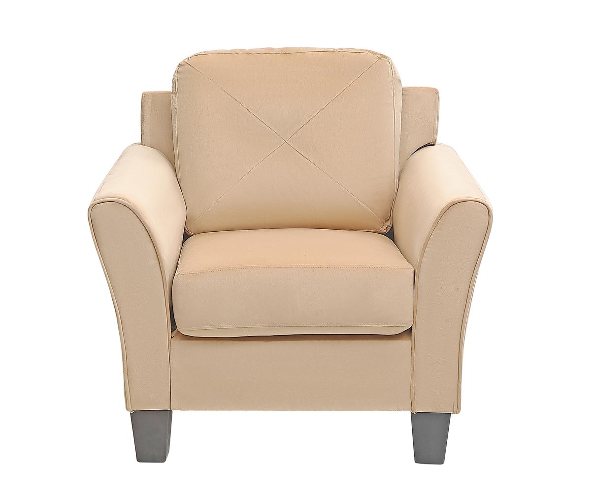 Beige Micro Suede Fabric Chair With Wooden Legs- Model Samara – SalesAway