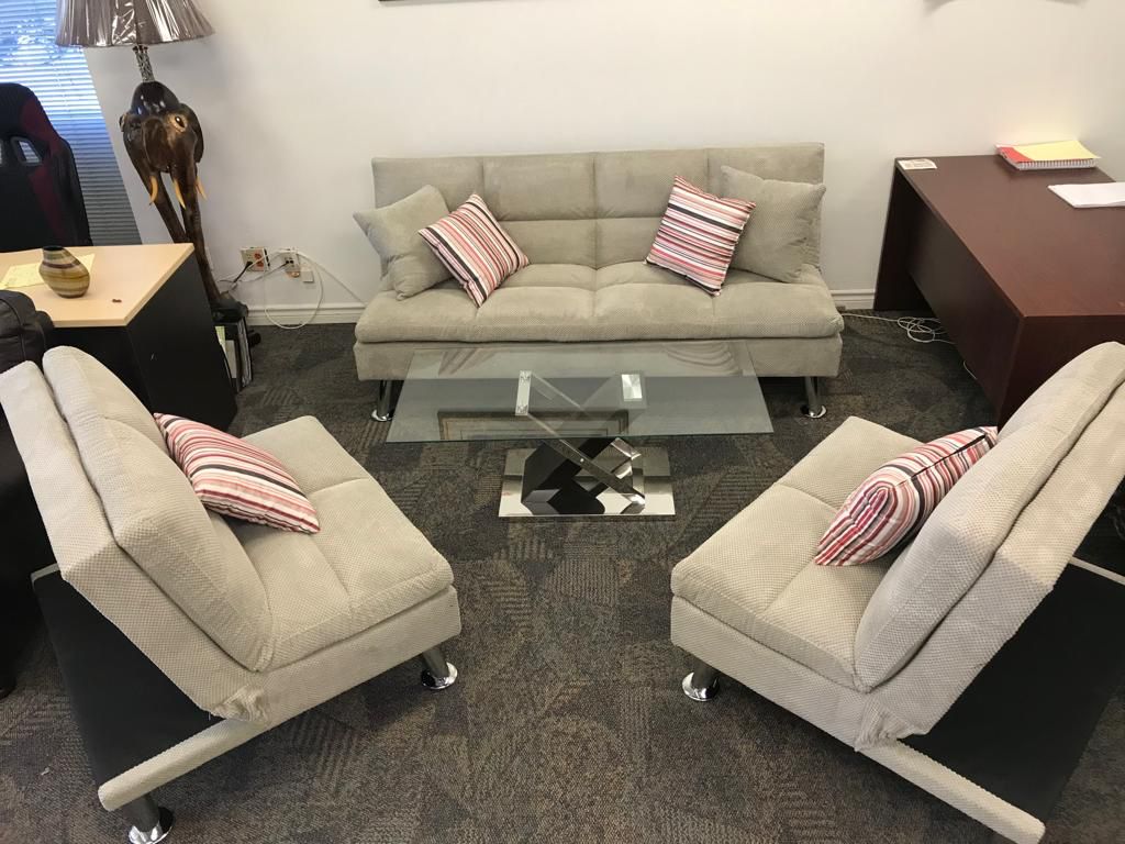 Grey Versatile 3 in 1 Fabric King Sofa Bed, 3 PC Sofa Set & Sectional ...