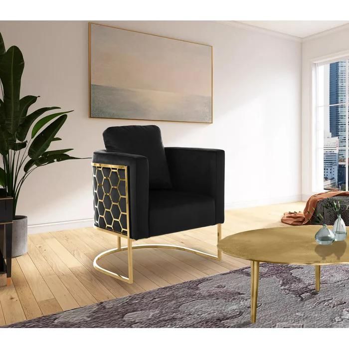 Black Honeycomb Accent Chair with Gold Frame & Legs- Model Honey ...
