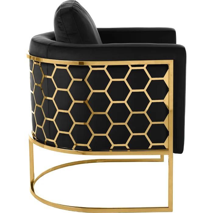 Black Honeycomb Accent Chair with Gold Frame & Legs- Model Honey ...