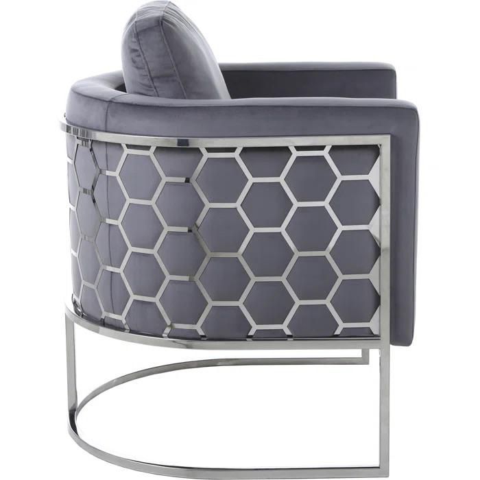 Grey Honeycomb Accent Chair with Chrome Frame & Legs- Model Honey ...