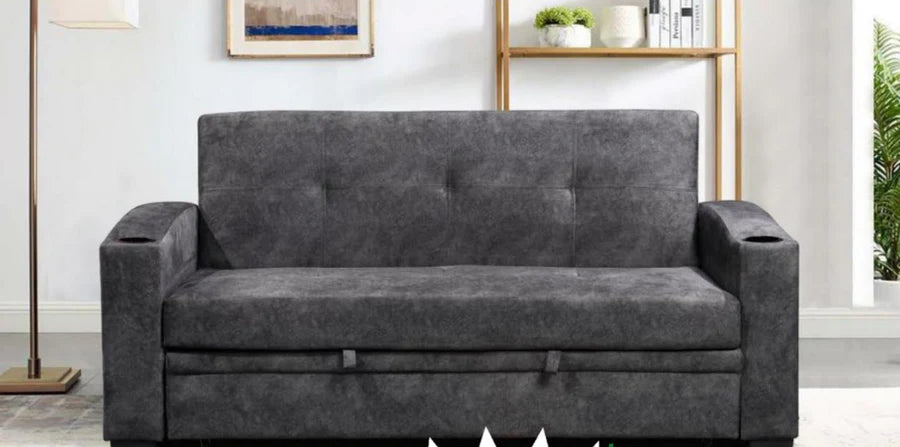 Grey Micro Suede Sofa Bed - Back Goes All The Way Down- Model Ashely ...