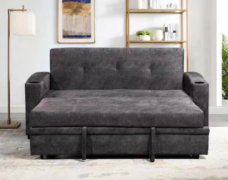 Grey Micro Suede Sofa Bed - Back Goes All The Way Down- Model Ashely ...