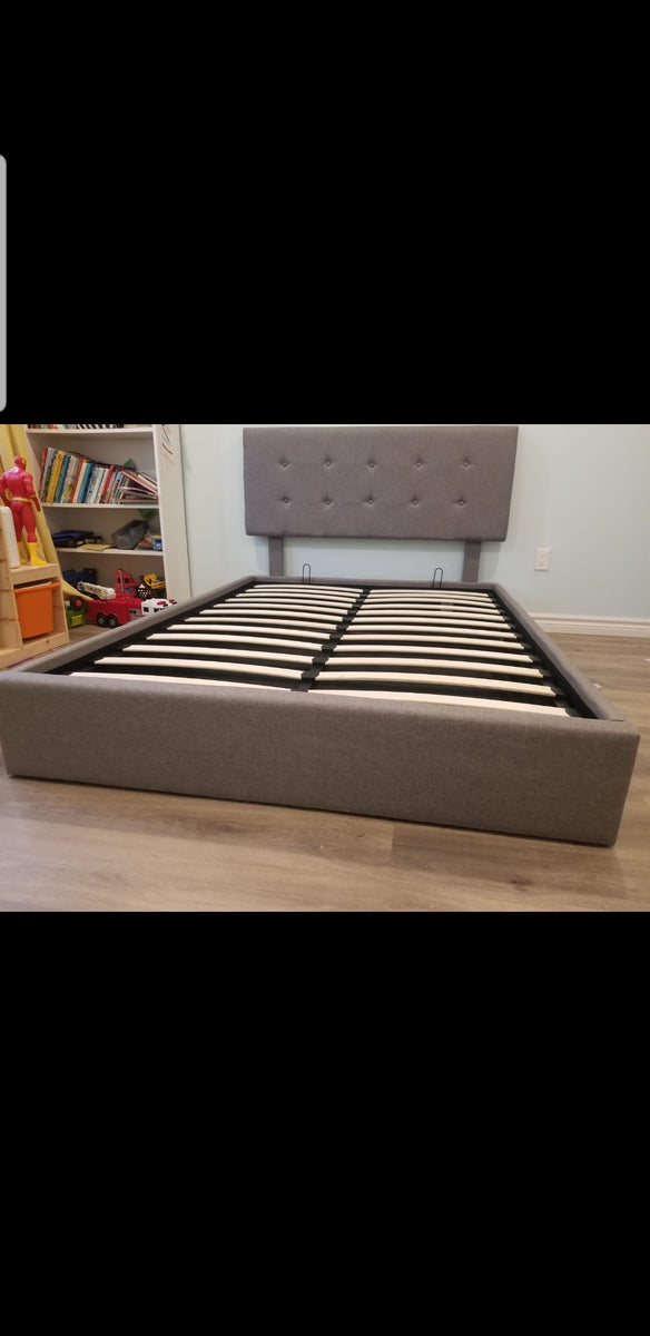 Grey Fabric Hydraulic Lift Storage Bed- Single, Double, Queen & King ...