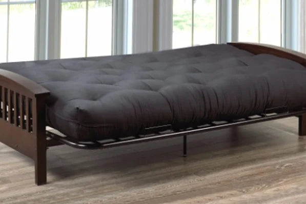 Metal Futon Frame With Espresso Wooden Arms - Futon Mattress Optional ...